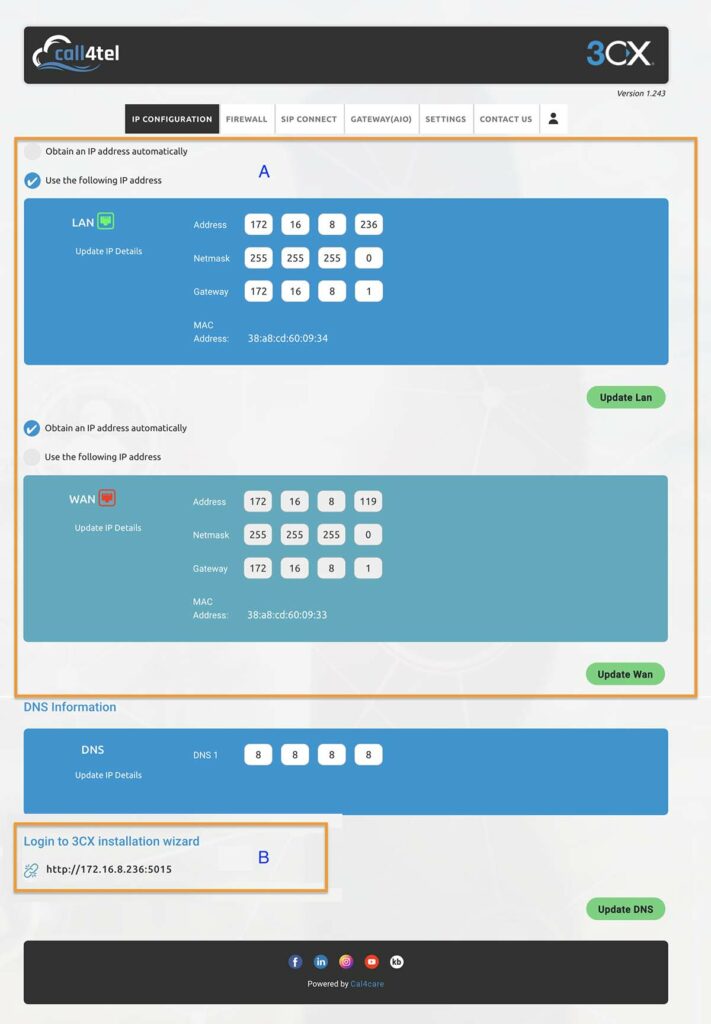 3CX Appliance Configuration - SBC & Gateway