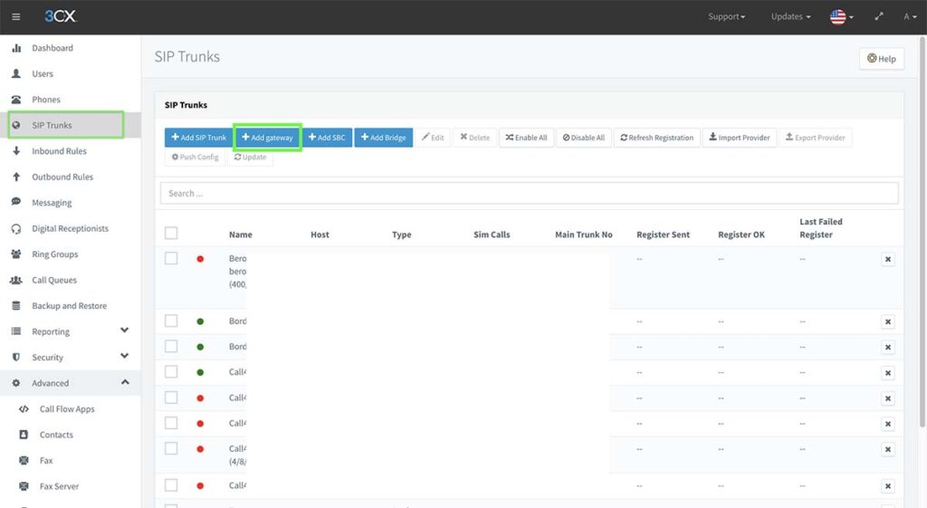 3CX Appliance Configuration - SBC & Gateway