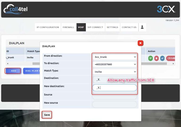 TM MPLS Line configuration with NX-32 VoIP Gateway